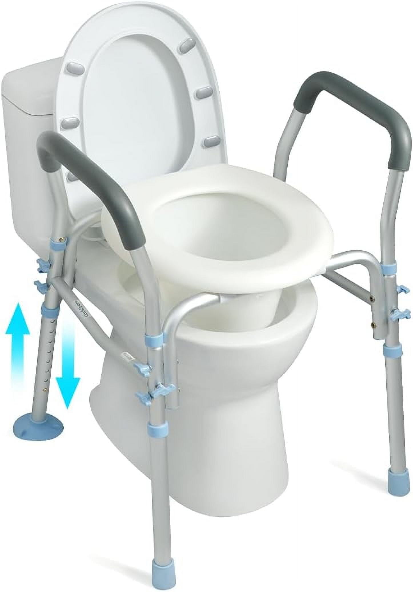 Stand Alone Raised Toilet Seat 300lbs - Medical Raised Commode Toilet with Splash Guard and ...