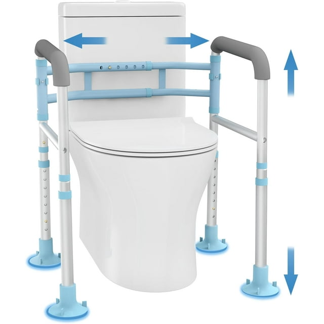 Stand Alone Toilet Safety Rail - Adjustable Width & Height Fit Any Toilet, Medical Toilet Frame ...