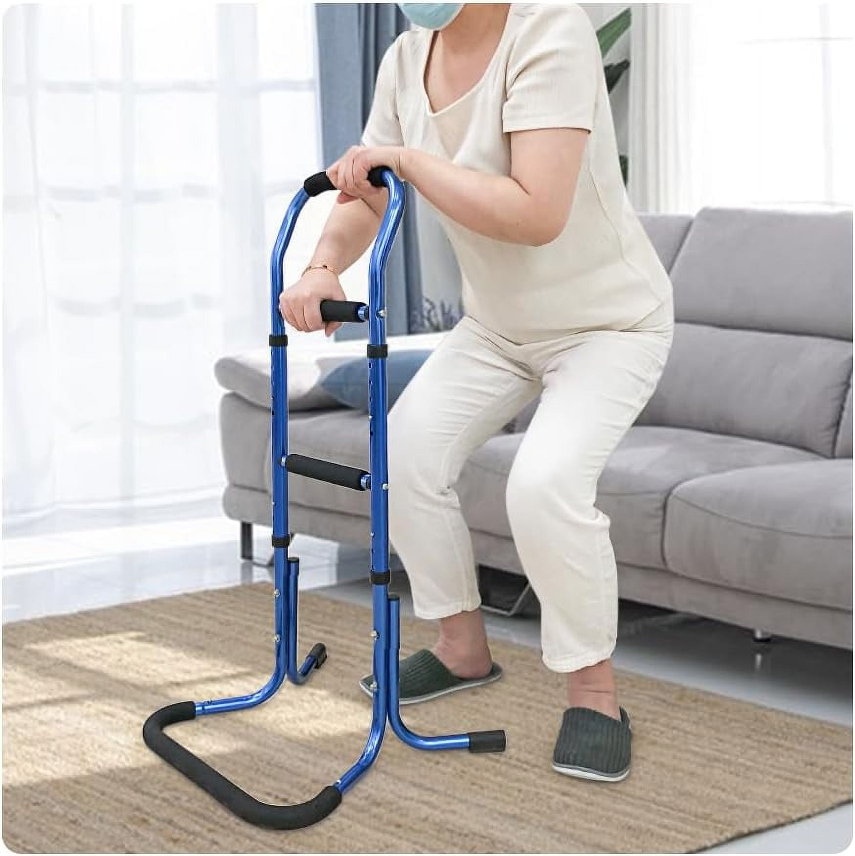 Stand Assist Aid For Elderly, 3-Handle Walking Assistance, Blue ...