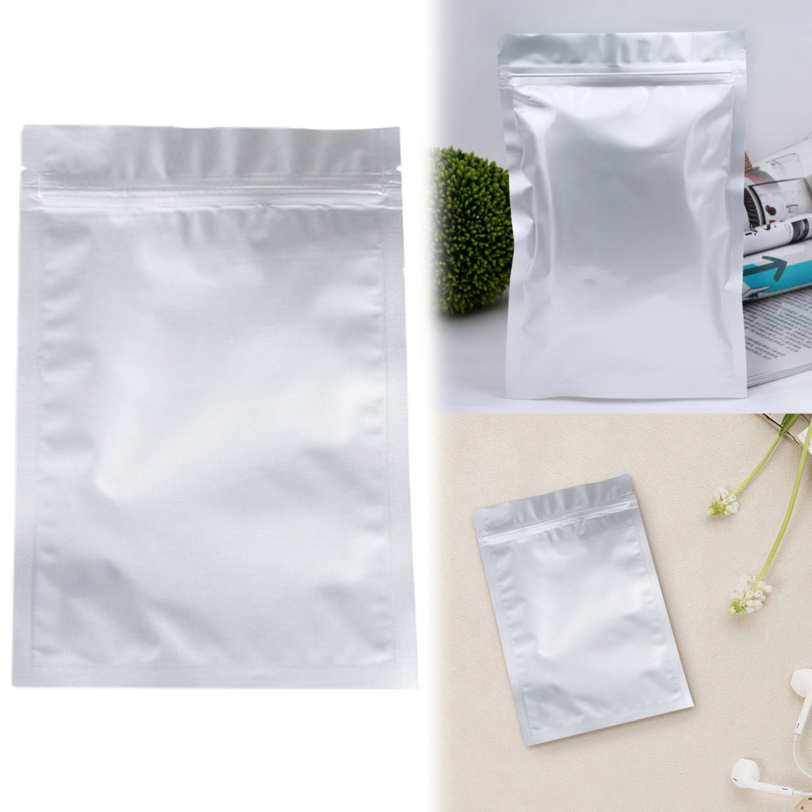 Stand Up Clear Front Zipper Lock Resealable Aluminum Mylar Foil Plastic ...