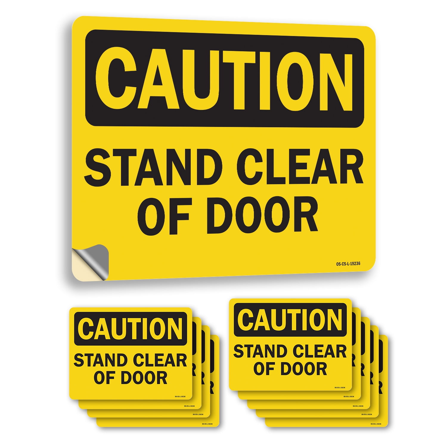 Stand Clear Of Door OSHA Caution Vinyl Decal Label 18 Inch x 12 Inch ...
