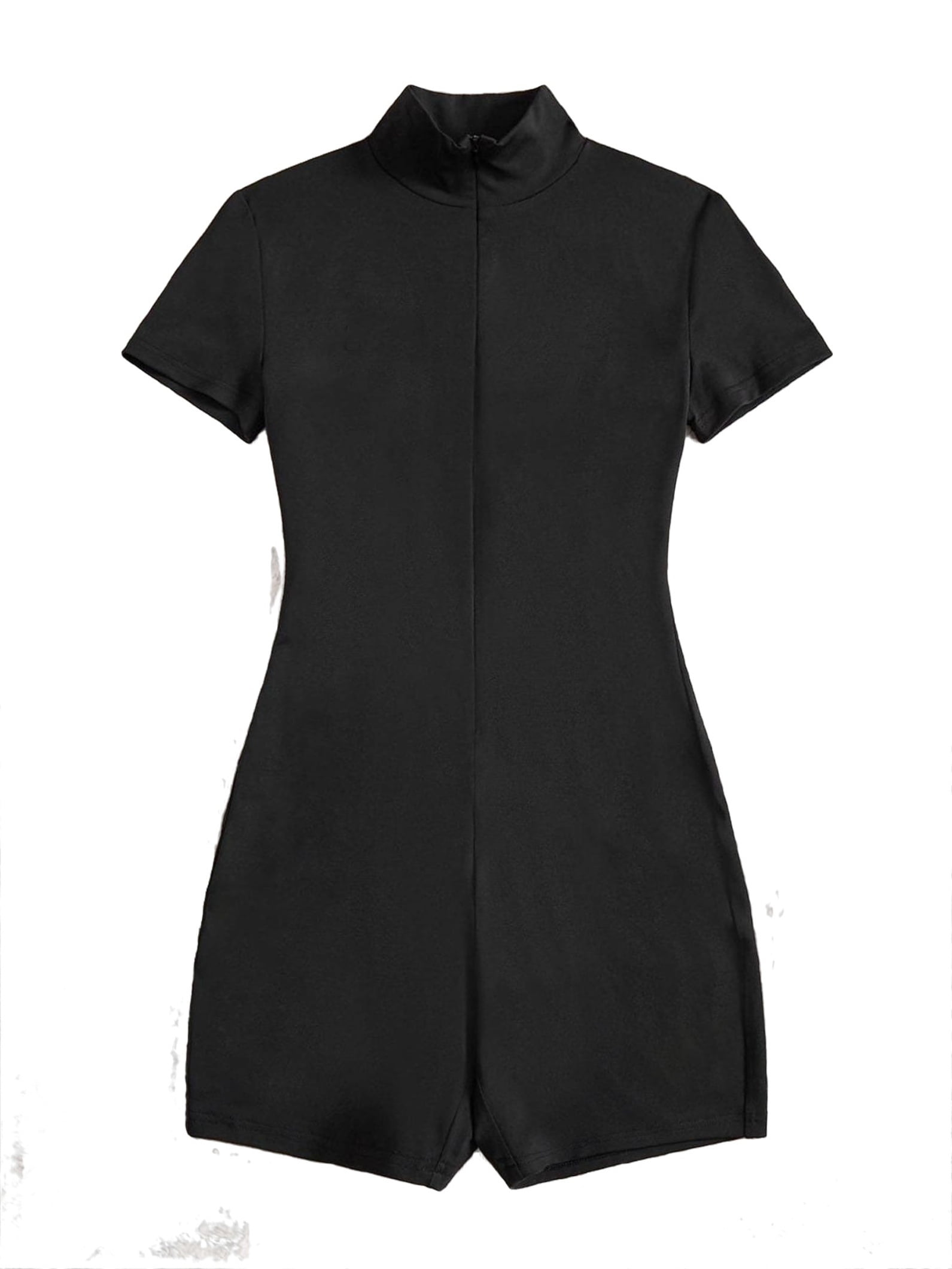 Stand Collar Romper Black Women Unitards - Walmart.com