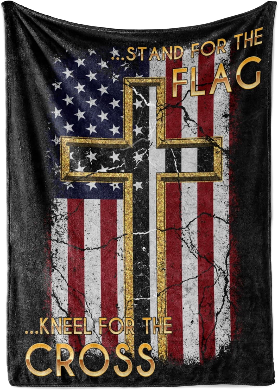Stand for The Flag US American Flag Blanket with Kneel for The Cross ...