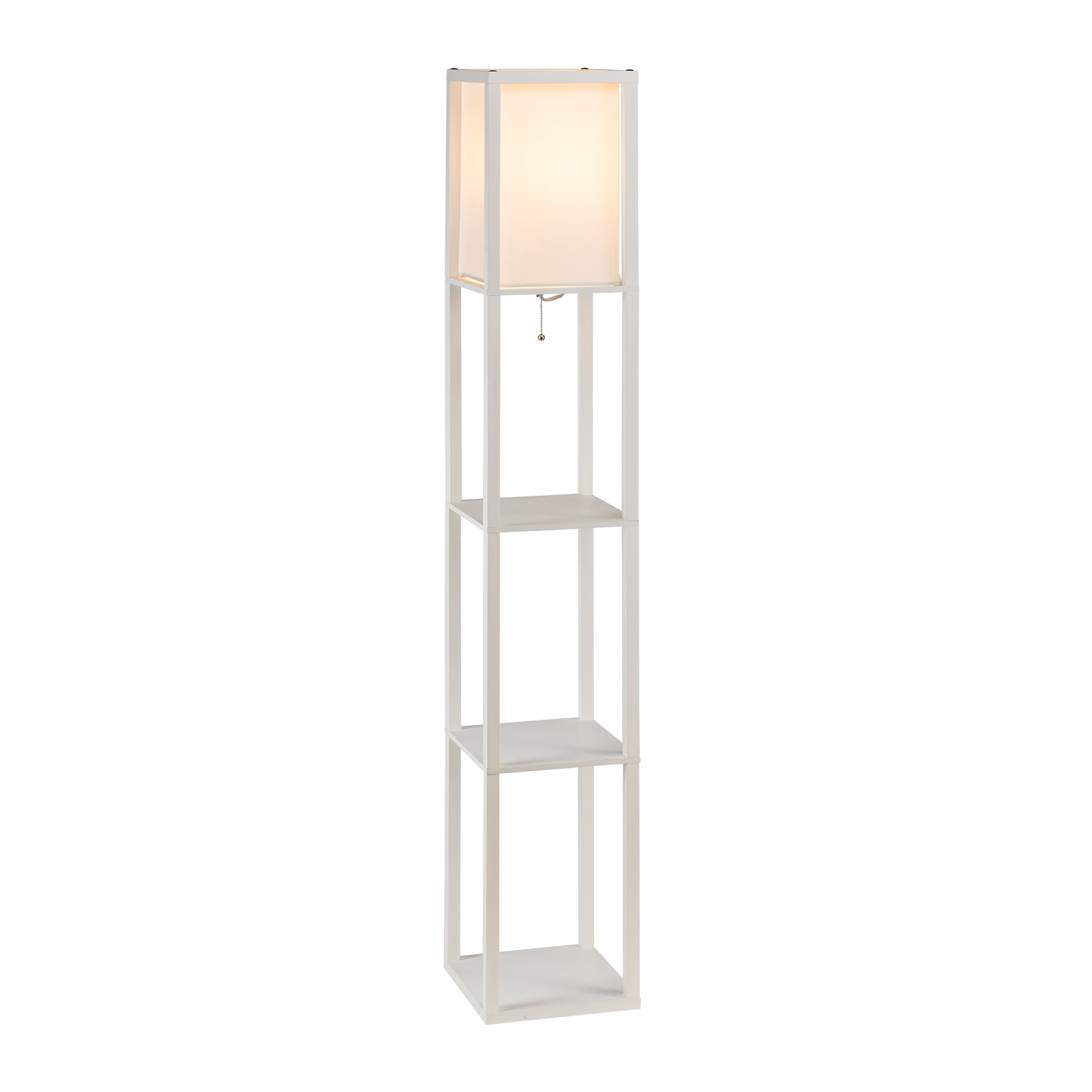 Stand Floor Lamp with Storage Shelf & Fabric Shade, 9.50W LED Bulb ...