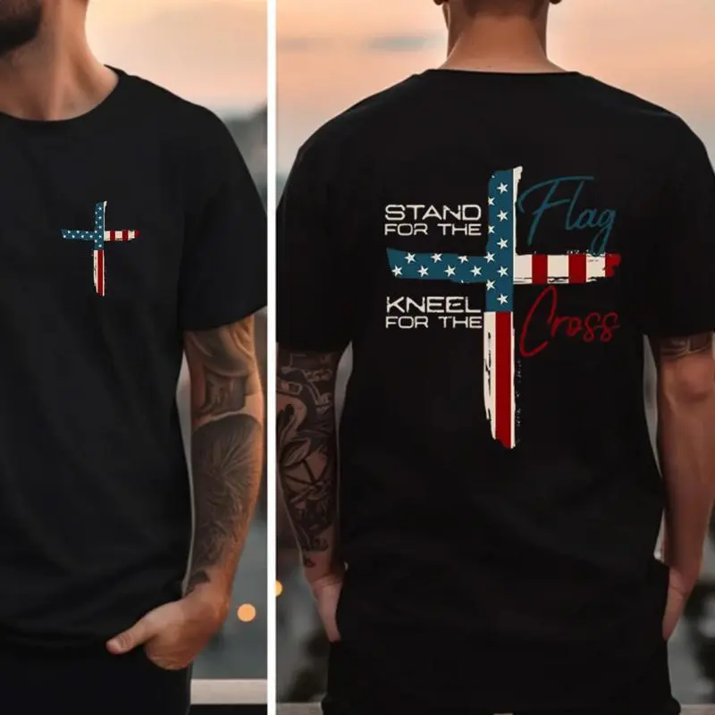 Stand For The Flag Kneel For The Cross 2 Sided T-Shirt, Graphic Tees ...