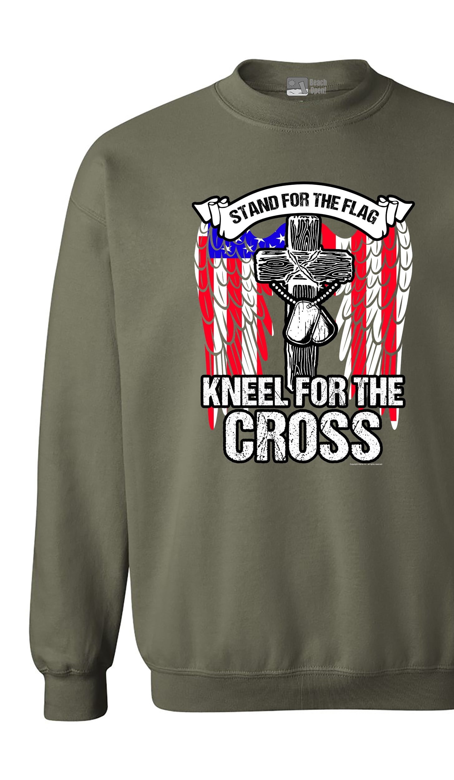 Stand For The Flag Kneel For The Cross Army Necklace DT Crewneck ...