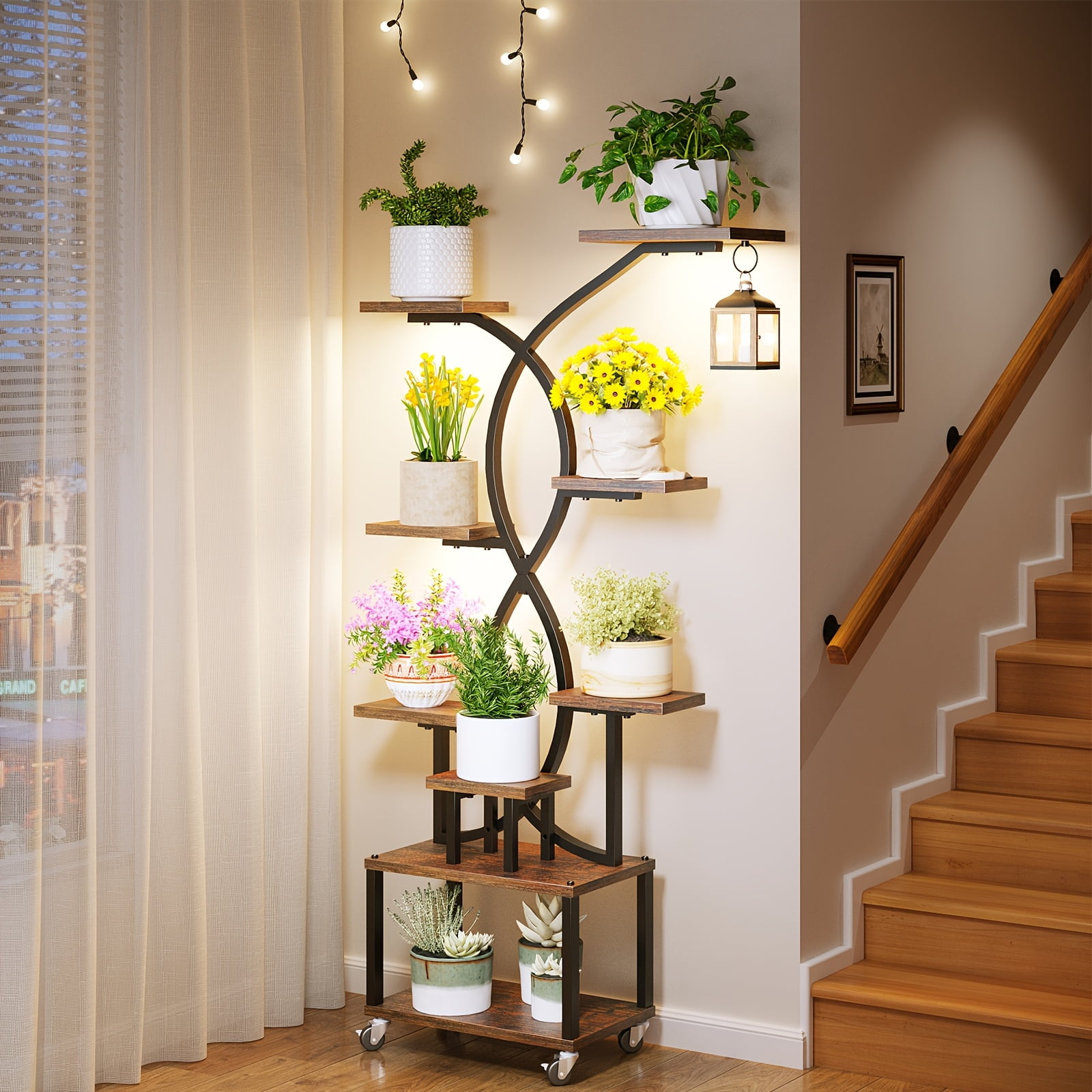 Stand Indoor With Grow Lights, 8 Tiered Indoor Shelf, 62" Tall Stand ...