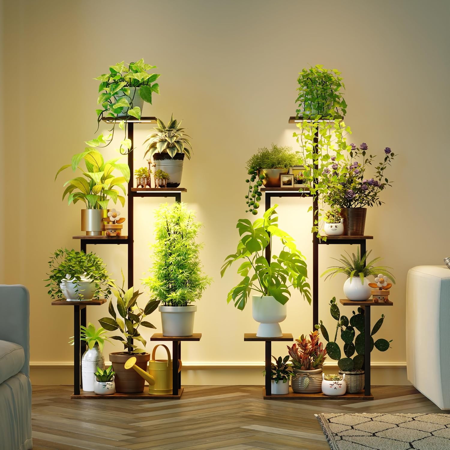 Stand Indoor with Grow Lights - Tiered Corner Shelf Small Metal Lighted ...