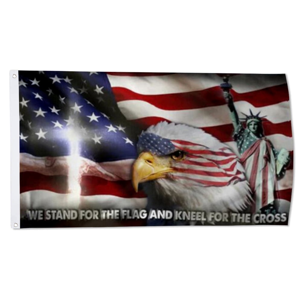 Stand Kneel Cross Eagle Freedom Faith Christian Jesus American Flags ...