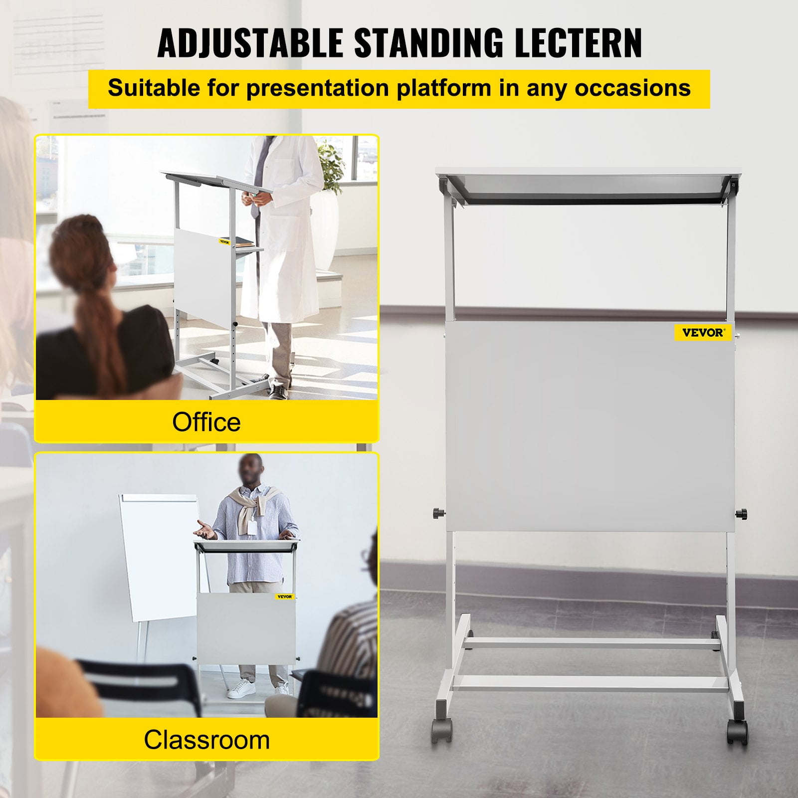 Stand Up Lectern Height Adjustment Portable Pulpit Lectern Podium with ...