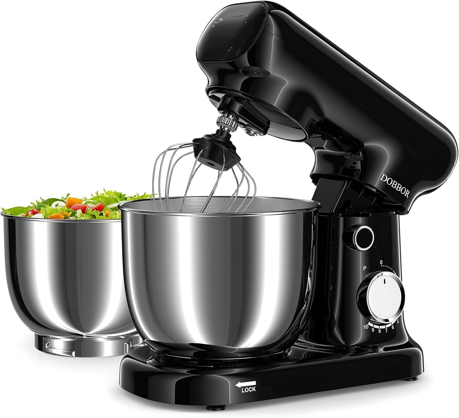 Stand Mixer with 3QT+3.5QT Dual Bowls 10-Speed Electric 300W Food Mixer ...