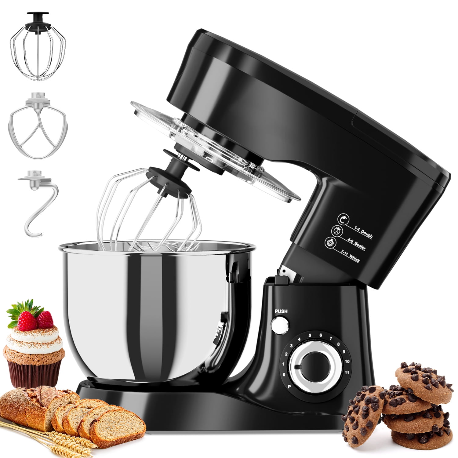 Stand Mixer, 5.5QT Kitchen Mixer with Bowl & 11 Speeds, 1000W Electric ...