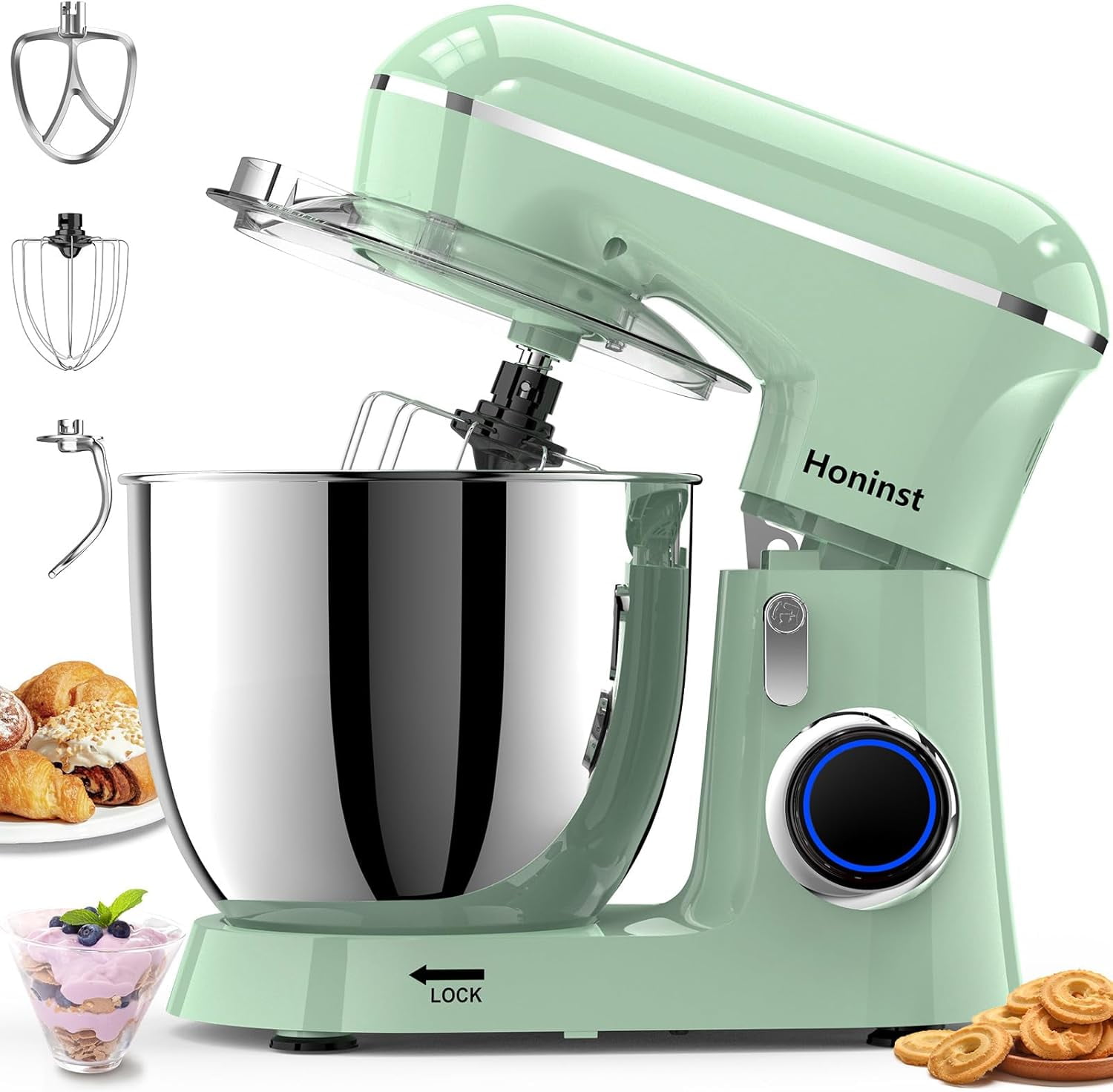 Stand Mixer, 6.5QT 10-Speed Tilt-Head Electric Stand Mixer, 3-In-1 ...