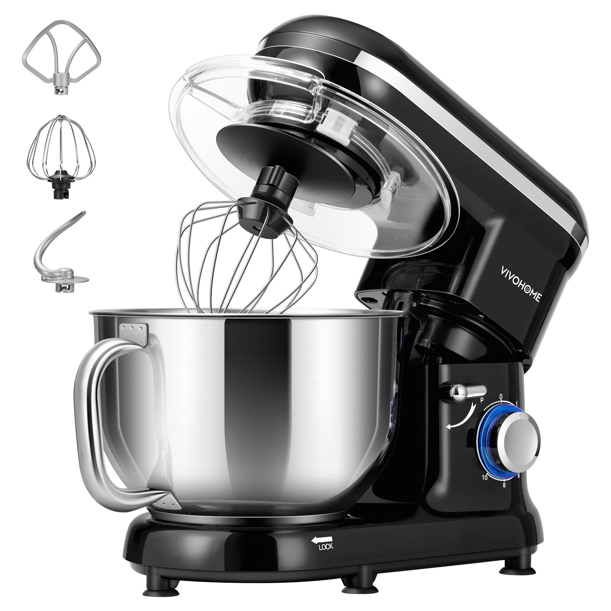 Stand Mixer, 660W 10 Speed 6 Quart Tilt-Head Kitchen Electric Food ...