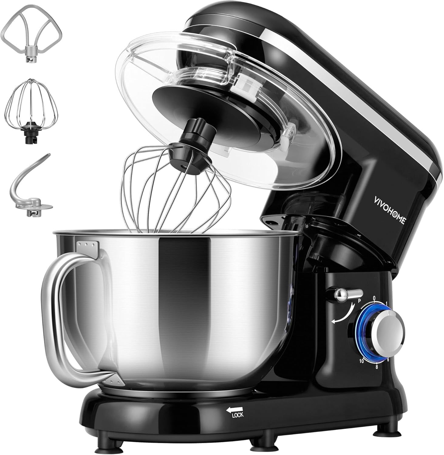 Stand Mixer, 660W 10 Speed 6 Quart Tilt-Head Kitchen Electric Food ...