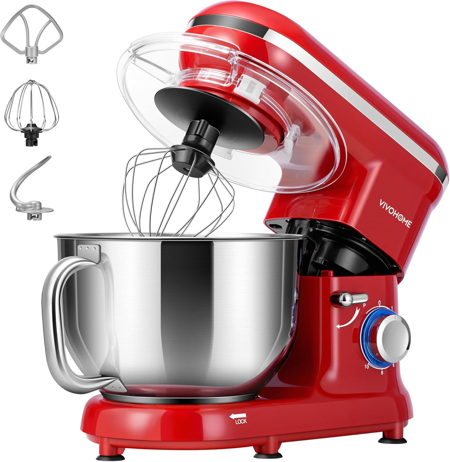 Stand Mixer, 660W 10 Speed 6 Quart Tilt-Head Kitchen Electric Food ...