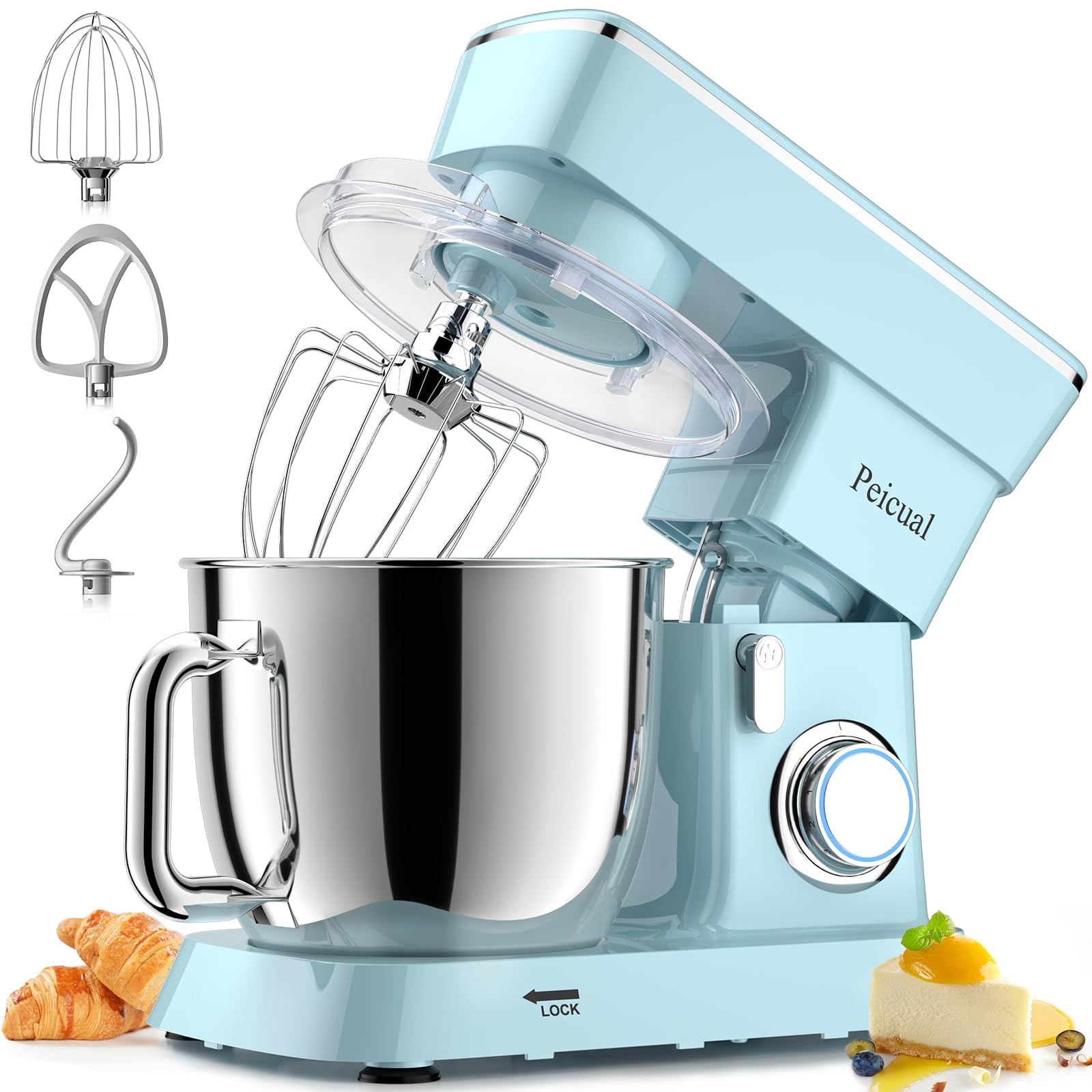 Stand Mixer, 6QT 10+P Speed Tilt-Head Kitchen Electric Mixer, Food ...