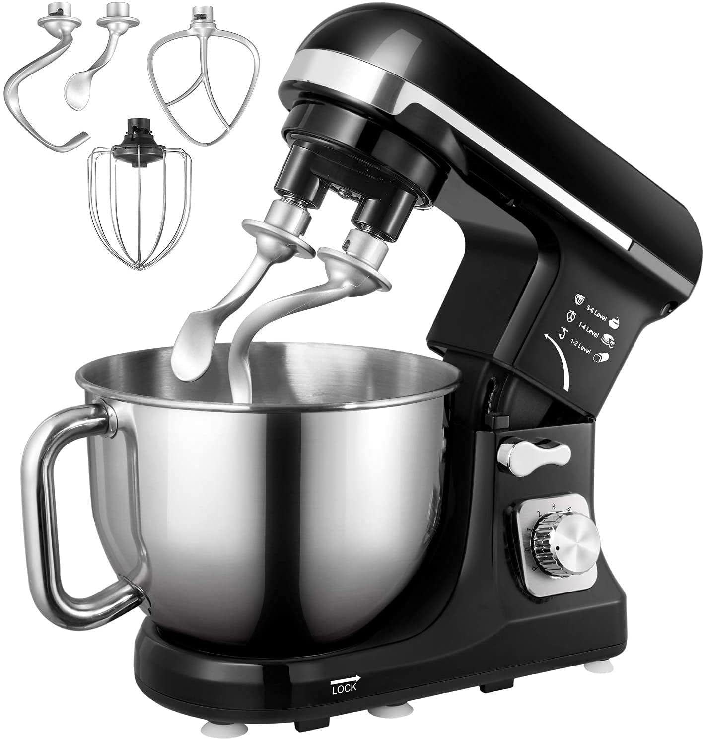 Stand Mixer , with Double Dough Hook, Wire Whip & Beater, 6+ P Speed ...