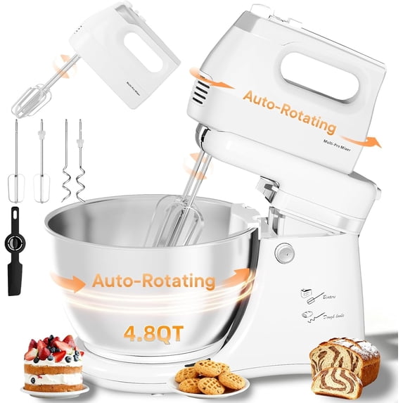 Stand Mixer Hand Mixer Kitchen Electric - 2-IN-1 4.8 QT Auto-Rotating ...