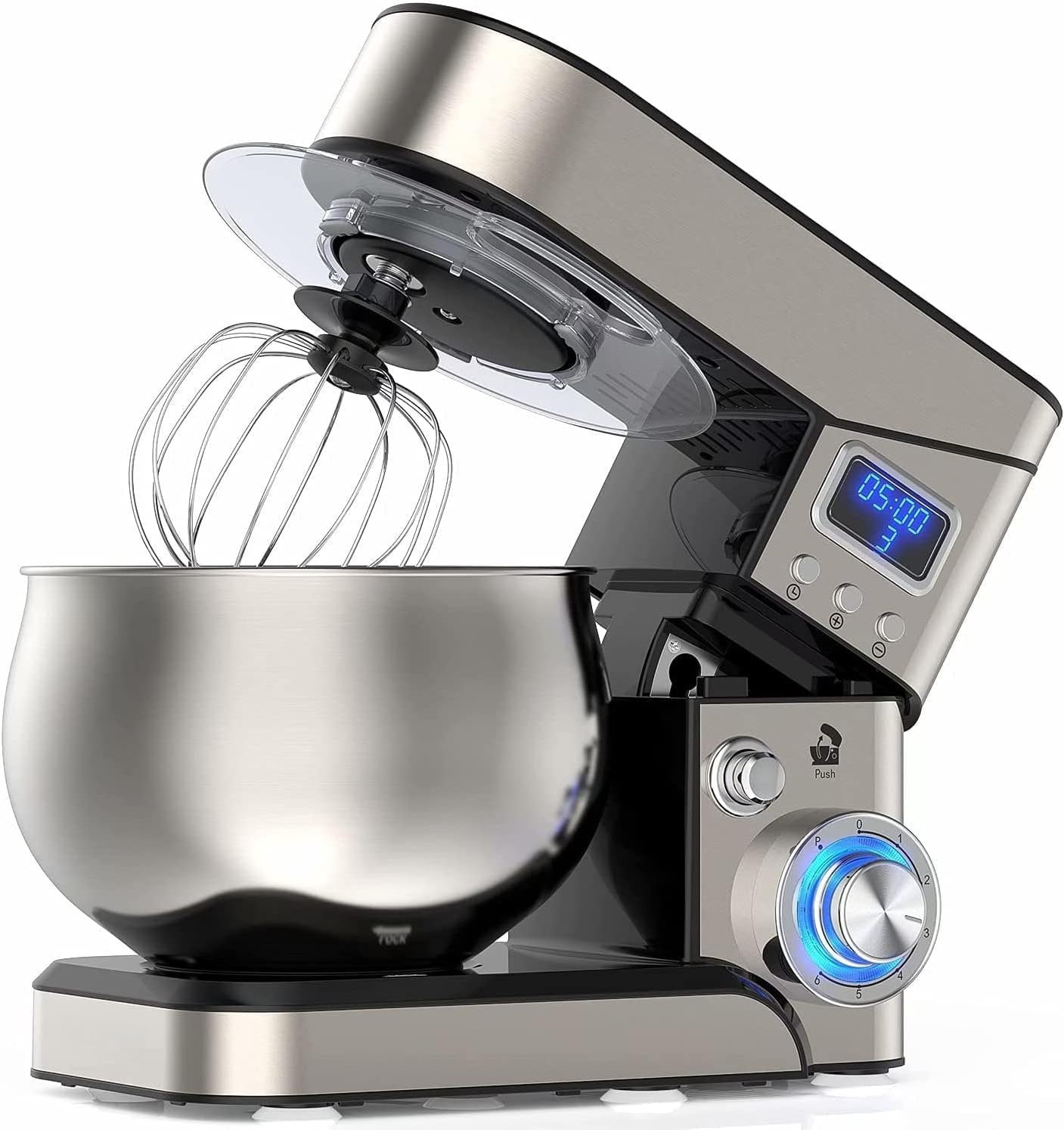 Stand Mixer, Stainless Mixer 5.3-QT LCD Display Mixer, 6+P Speed itchen ...