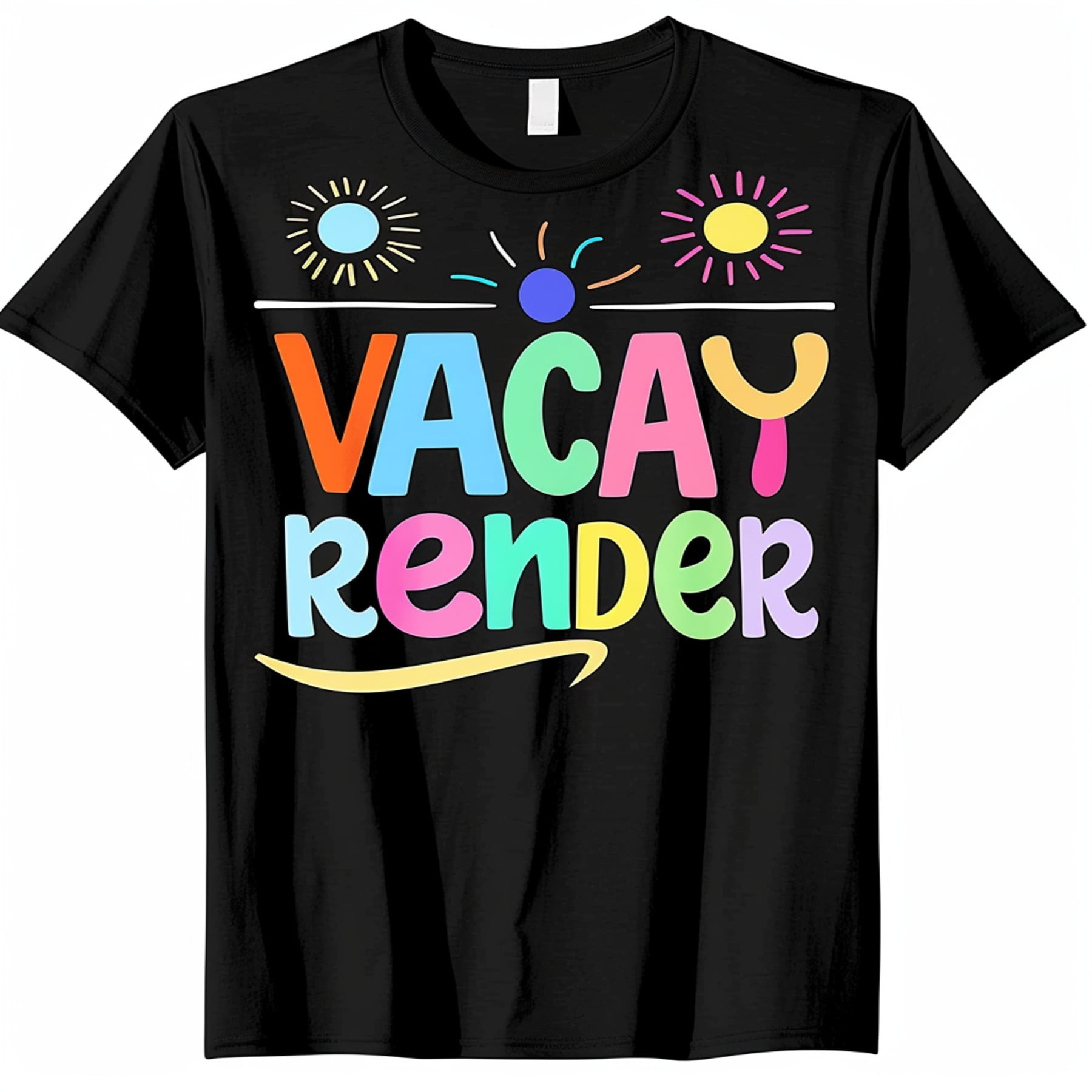 Stand Out in Style with our Quirky VACAY_render Black T Shirt A Burst ...