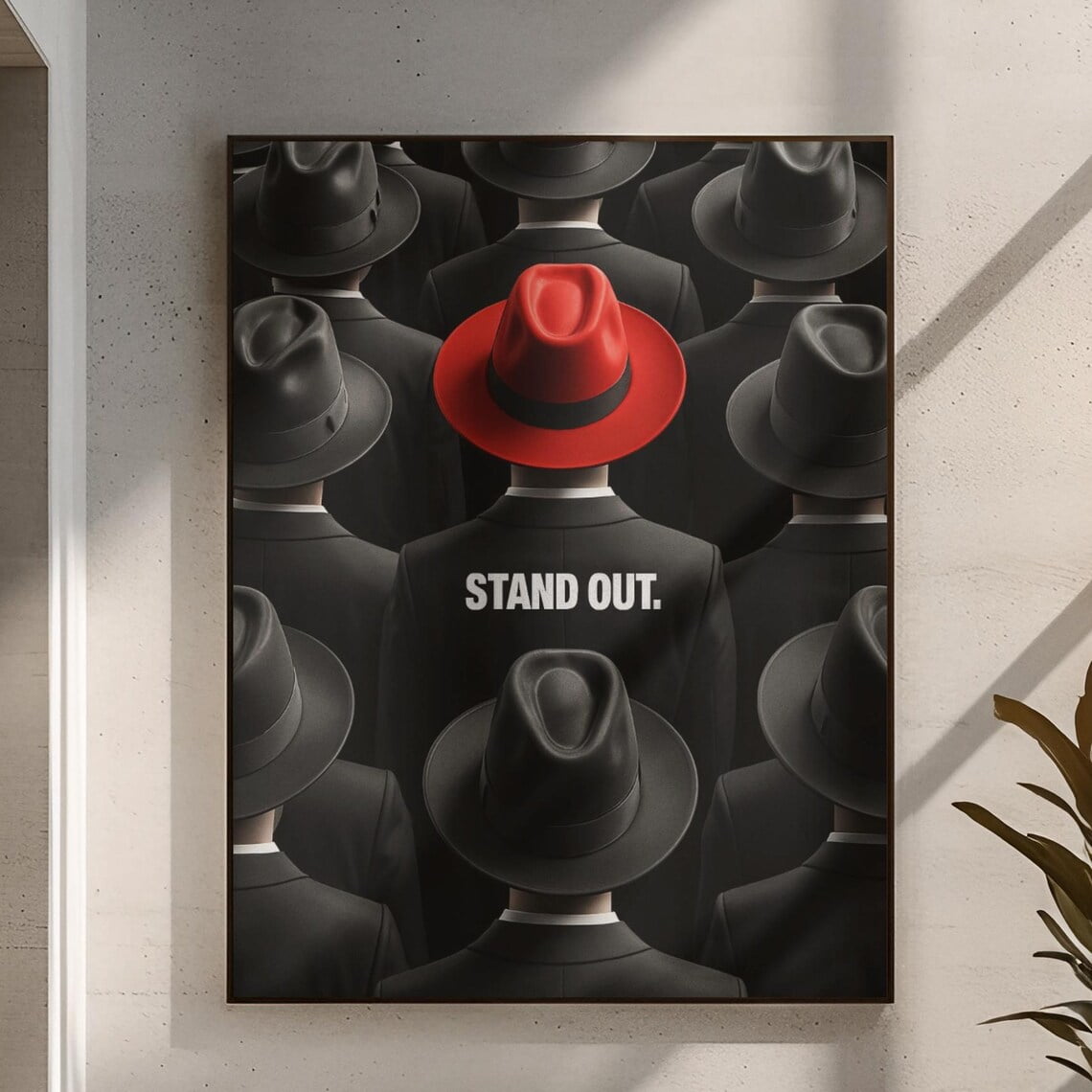 Stand Out Poster, Motivational Wall Art, Unique Red Hat Minimalist ...