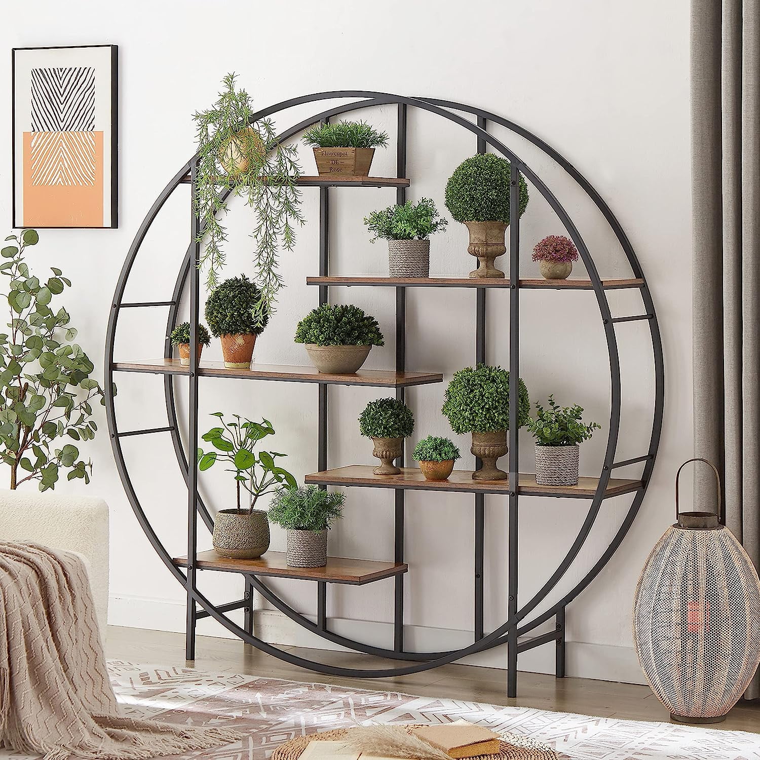 Stand, Round 5-Tier Shelf for Indoor & Outdoor, Metal Stand, Open ...