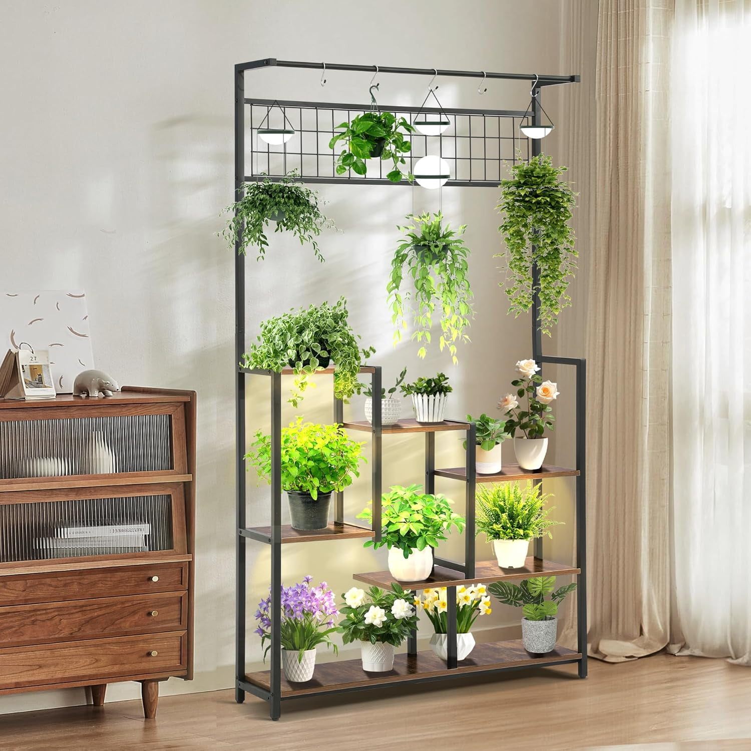 Stand Shelf Indoor with Grow Lights, 71" Tall Shelves 6 Tiered Metal ...