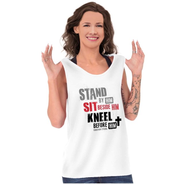 Stand Sit Kneel Religious Jesus Tank Top T Shirts Men Women Brisco