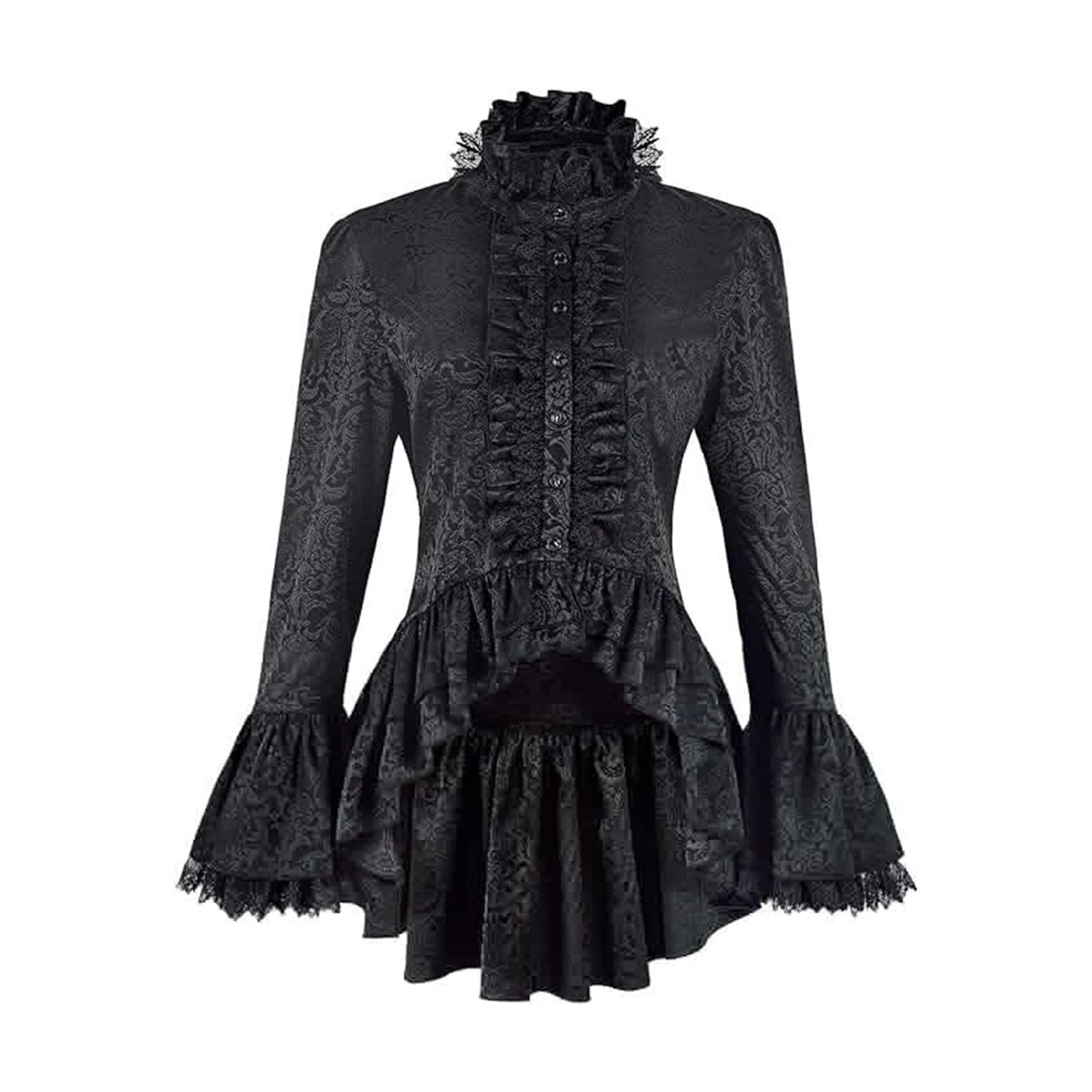 Stand Sleeve Shirt Gothic Lace Top Court Attire Formal Wear Historical ...