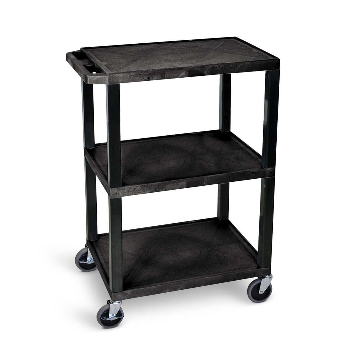 Stand Steady 18" x 24" Tubstr Three Shelf Flat Utility Cart - Black ...
