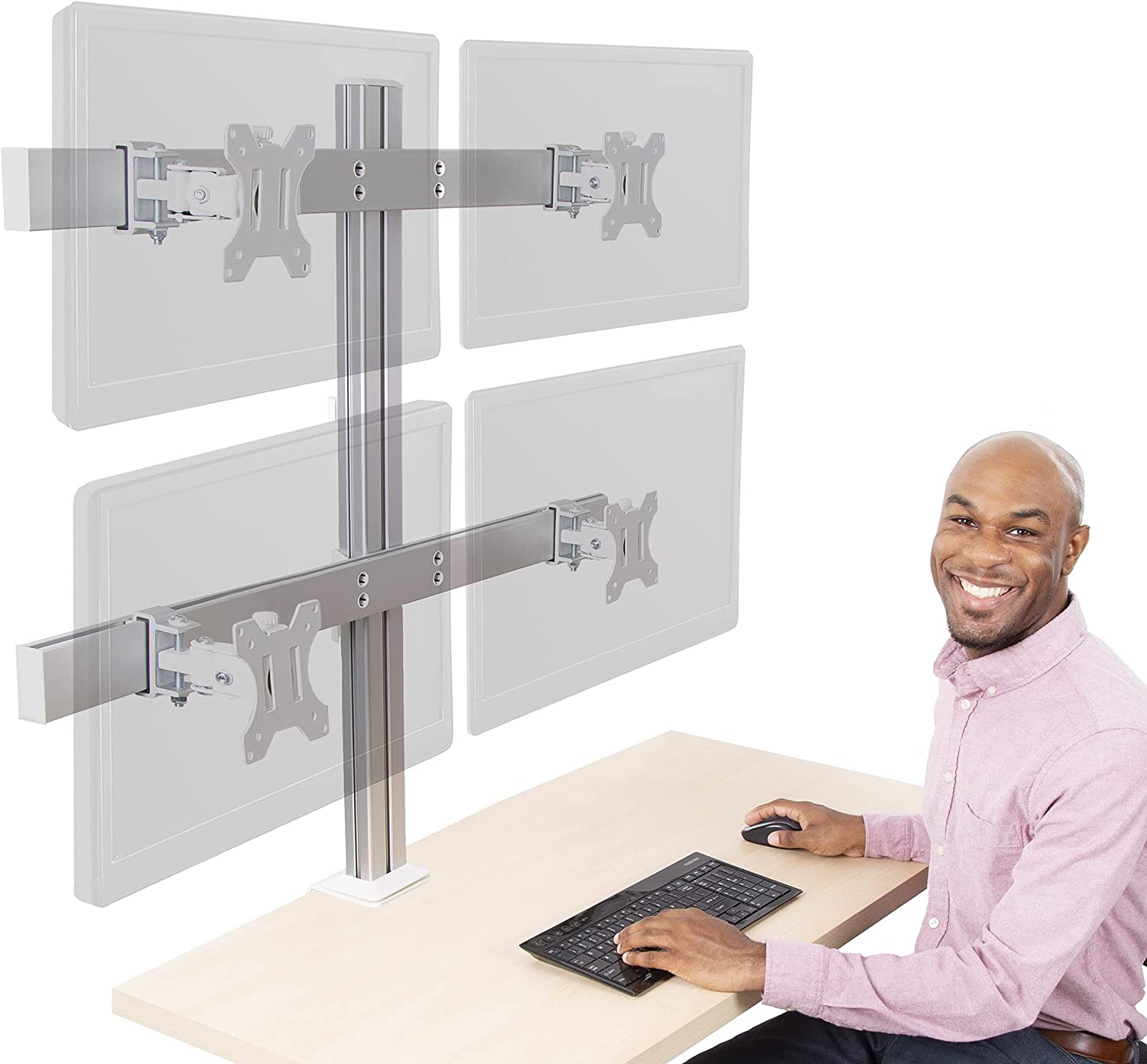 Stand Steady 4 Monitor Mount Desk Setup - Heavy-Duty Height Adjustable ...