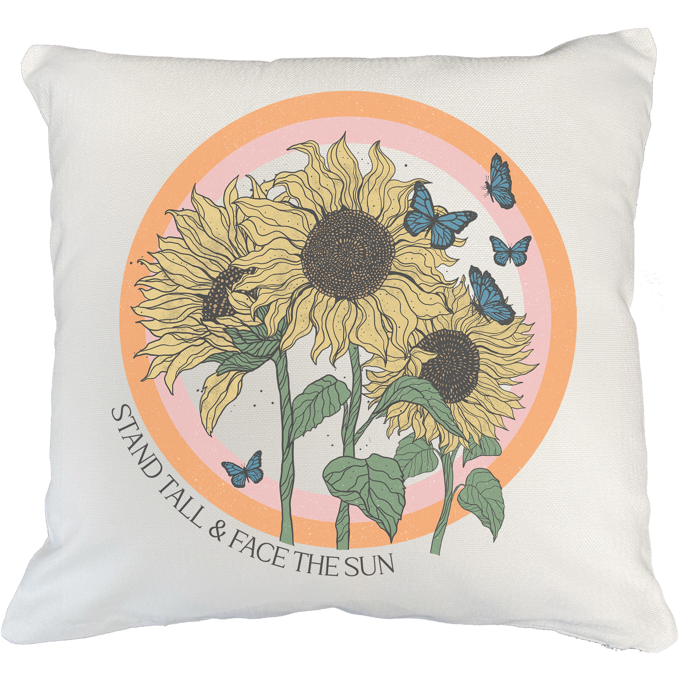 Stand Tall & Face the Sun with Retro Sunflower & Butterfly Art Merch ...