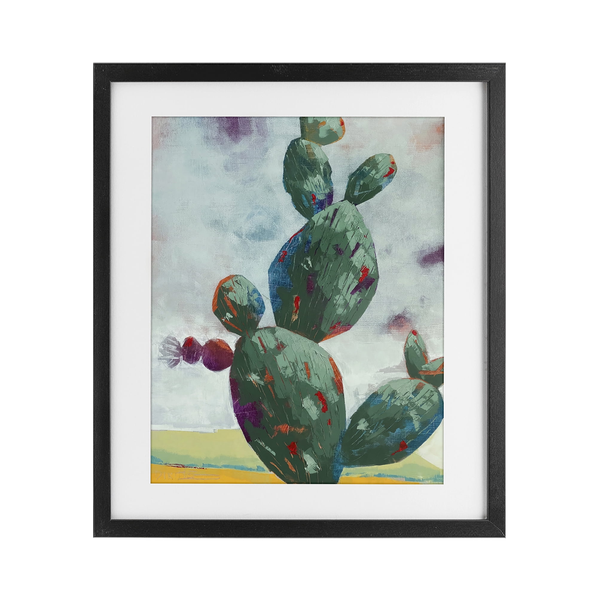 Stand Tall Rounded Cacti Black Framed Print Under Glass, design by ...