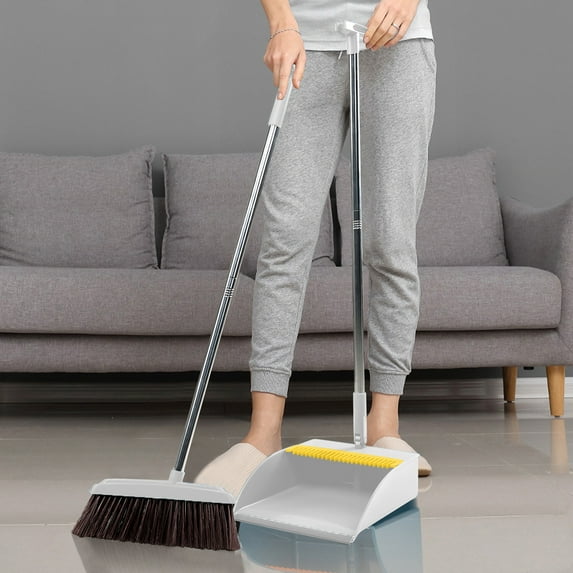Stand-Up Broom and Dustpan Set with Self-Cleaning Teeth – No-Bend ...