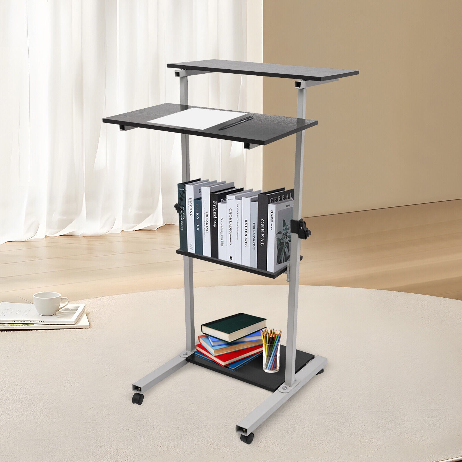 Stand Up Desk Cart Mobile Standing Desk Stand Up Work Station 3.05-4.59 ...