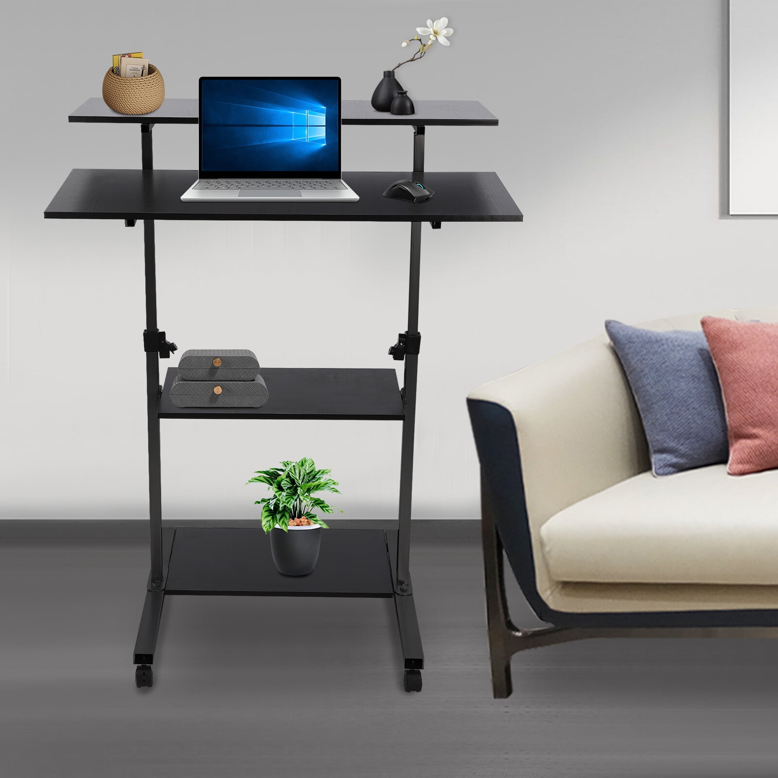 Stand Up Desk/Height Adjustable Computer Workstation Rolling ...