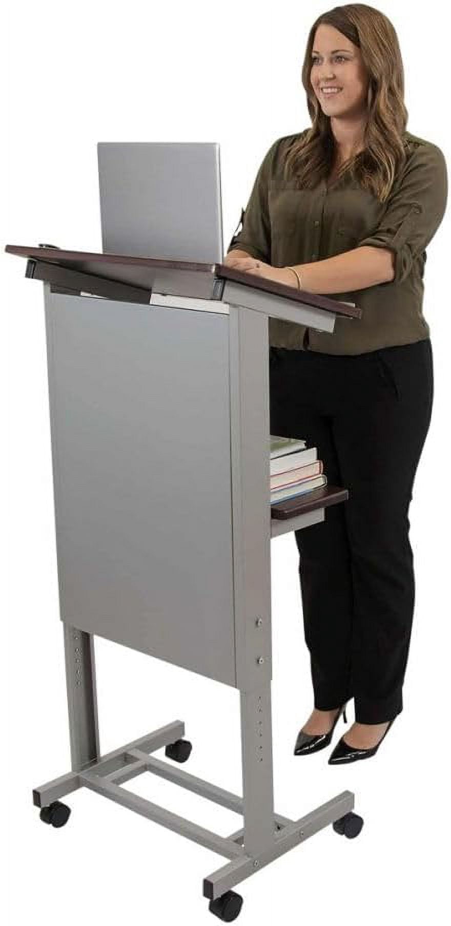 Stand Up Desk Store Mobile Adjustable Height Rolling Lectern Podium ...