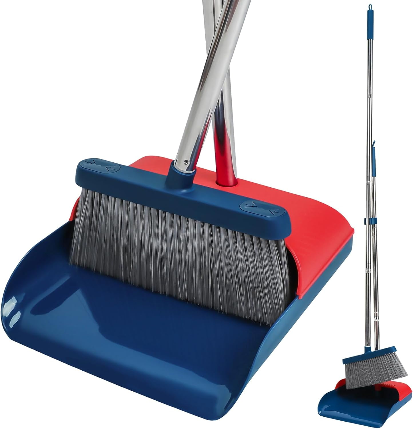 Stand Up Dustpan and Broom Set 50” Long Handle Broom with Dust Pan, 20 ...