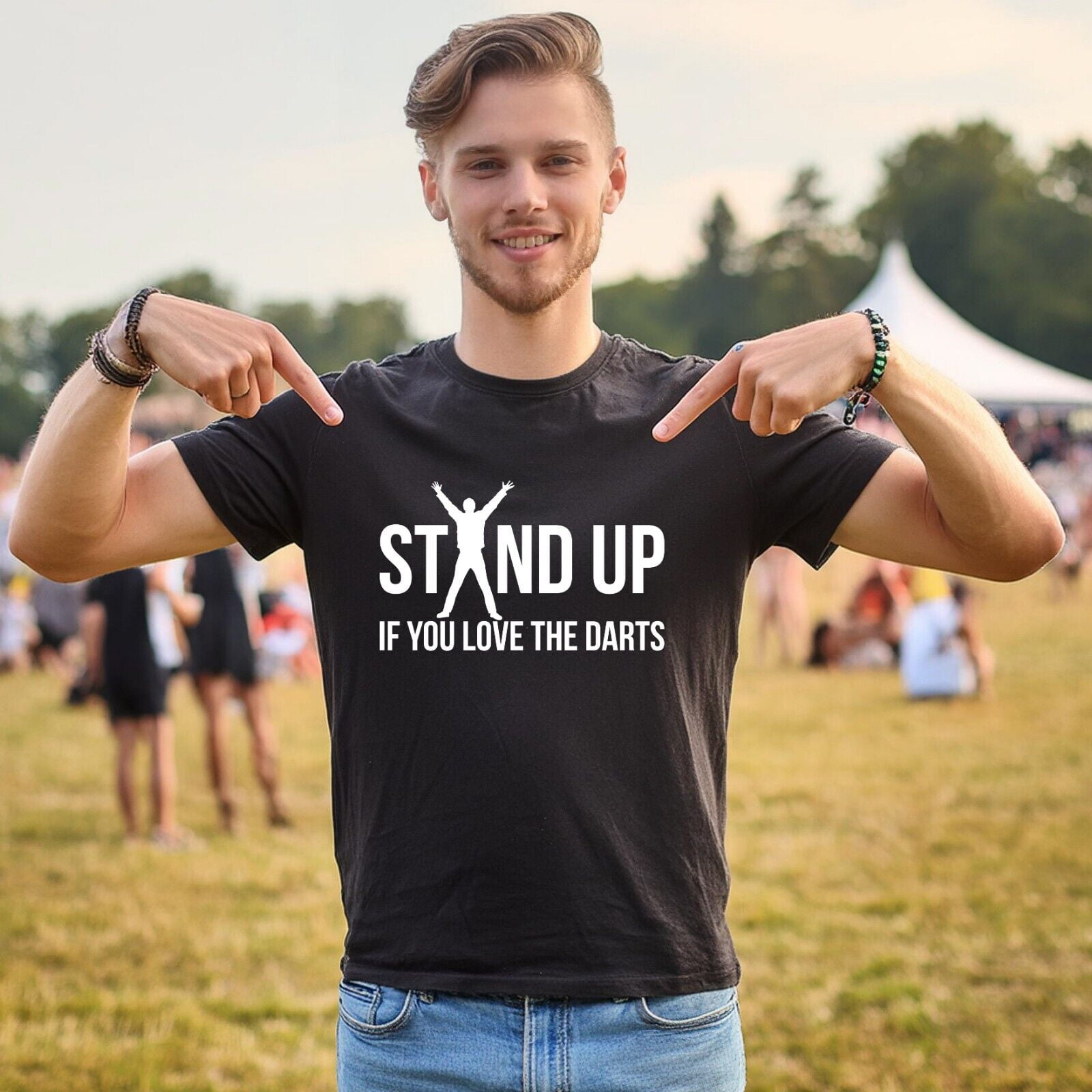 Stand Up If You Love The Darts tshirt | Black or White T-shirt, Funny sports tee - Walmart.com
