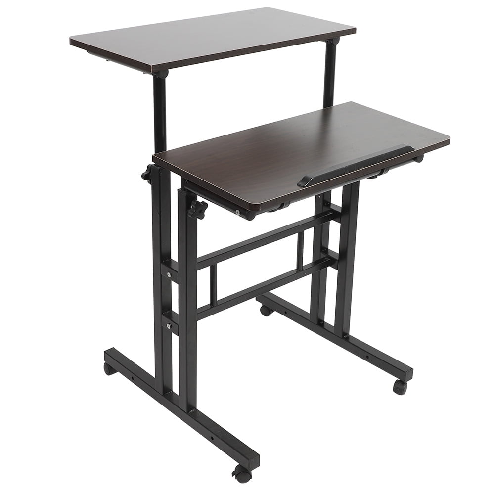 Stand Up Laptop Desk Computer Standing Desk with Rollers 60cm ...