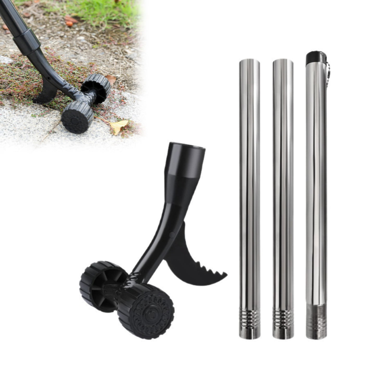 Stand Up Weeder Tool, Adjustable Long Handle Wheeled Gap Weeder ...