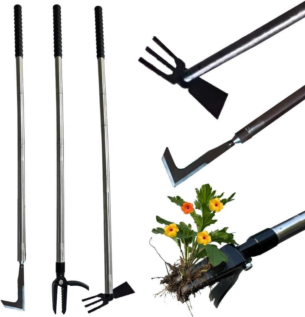 Stand Up Weeder Tool with Long Handle - Includes Edger , Weeding Hoe ...