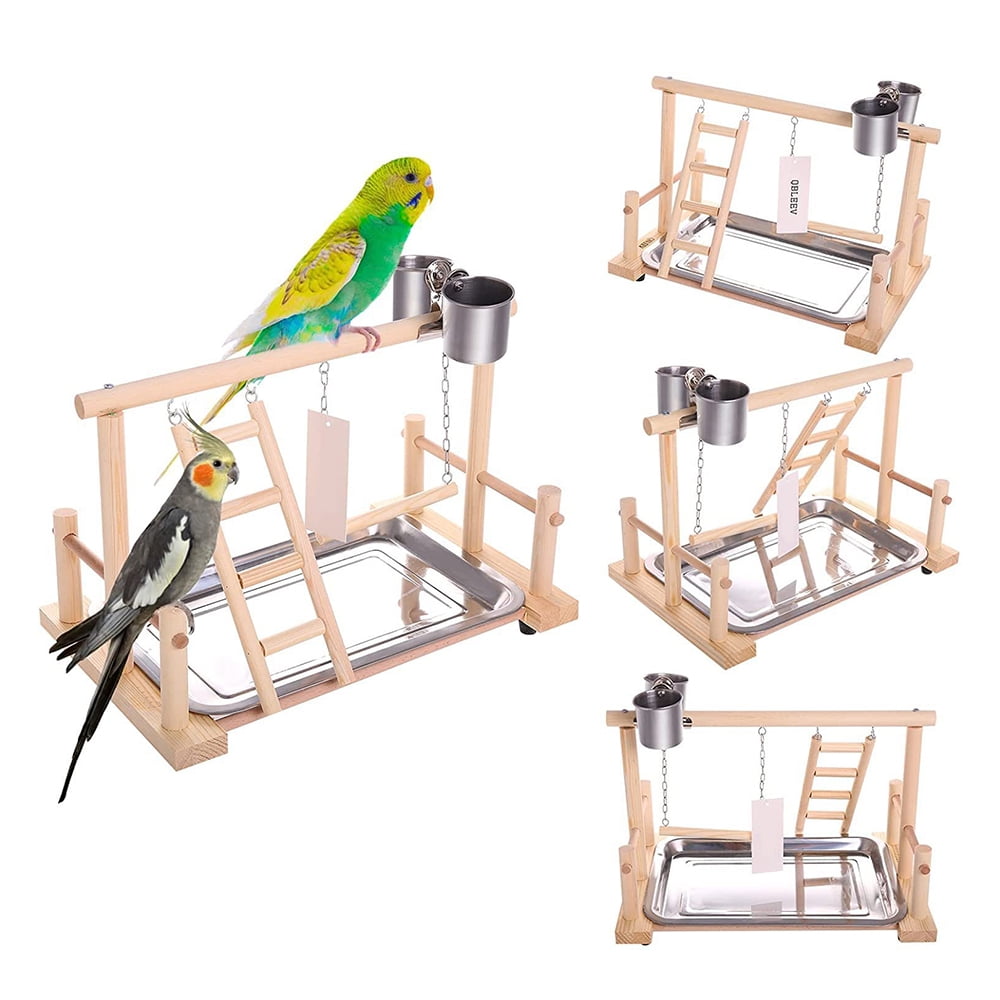 Stand,Wood With Conure Wood Ladder Versatile Feeder Cups Stand Ladder ...