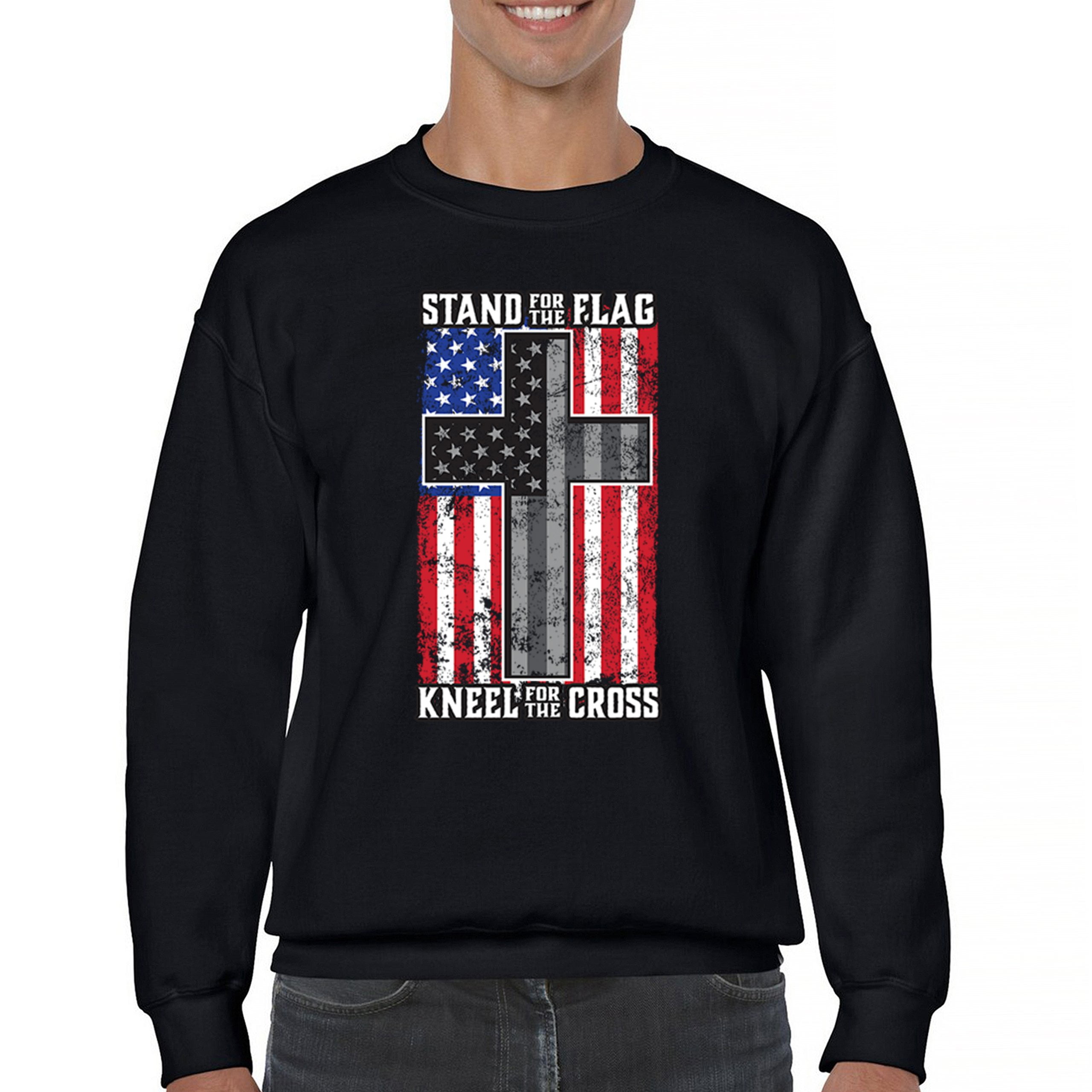 Stand for the Flag Kneel for the Cross Sweatshirt American Patriotic DD ...