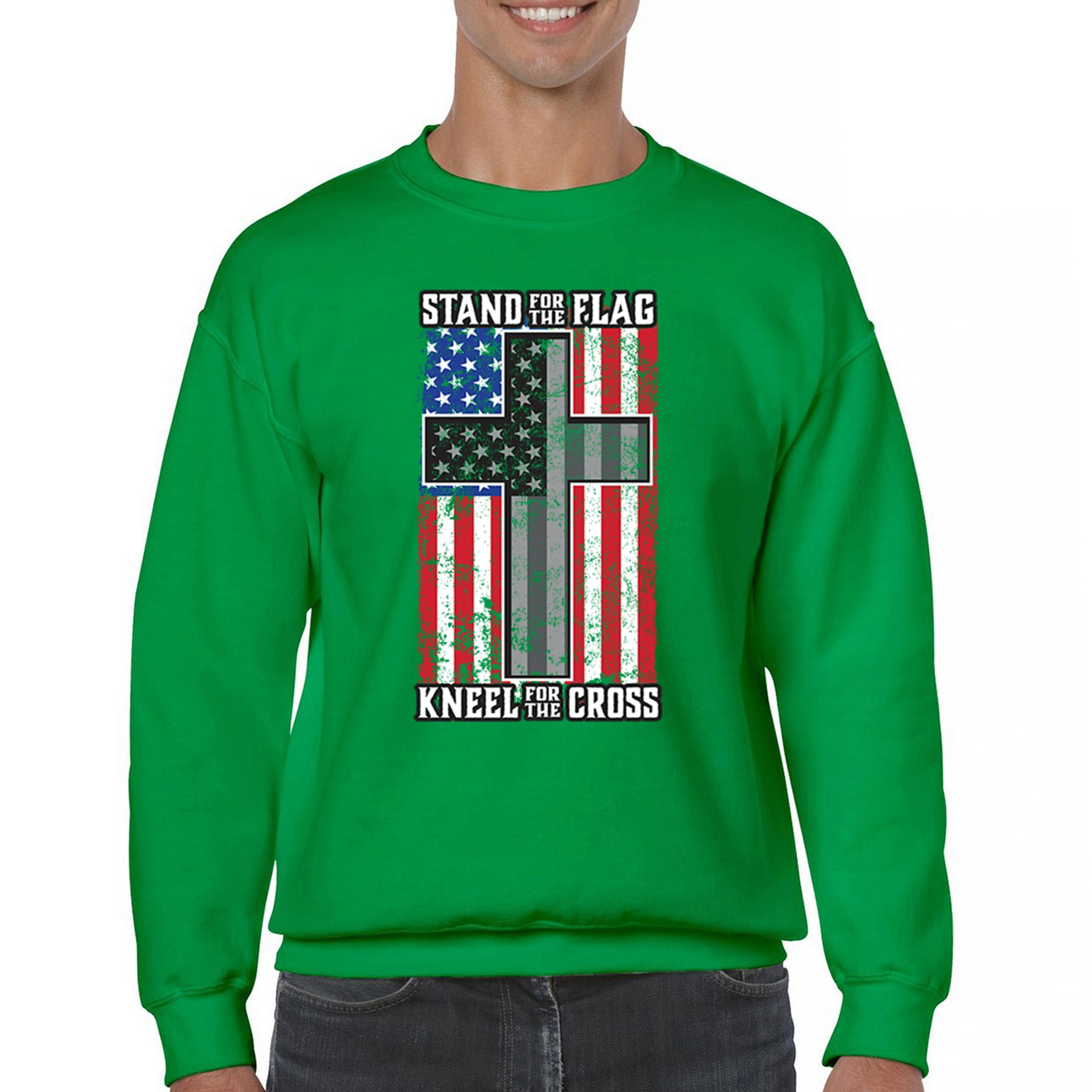 Stand for the Flag Kneel for the Cross Sweatshirt American Patriotic DD ...