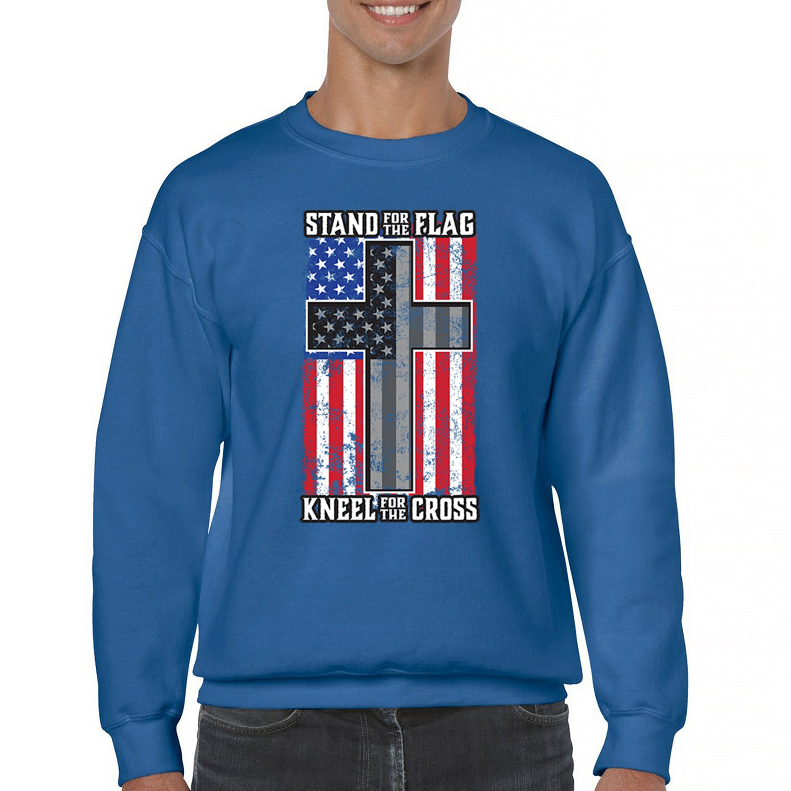 Stand for the Flag Kneel for the Cross Sweatshirt American Patriotic DD ...
