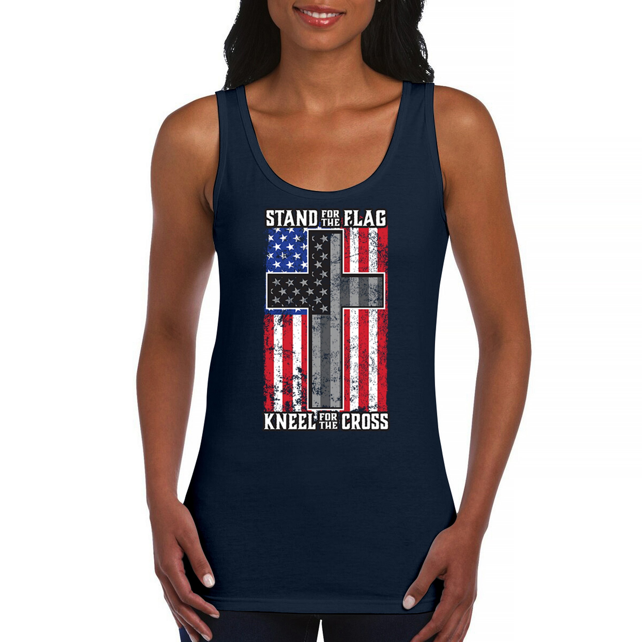 Stand for the Flag Kneel for the Cross Women's Tank Top American ...