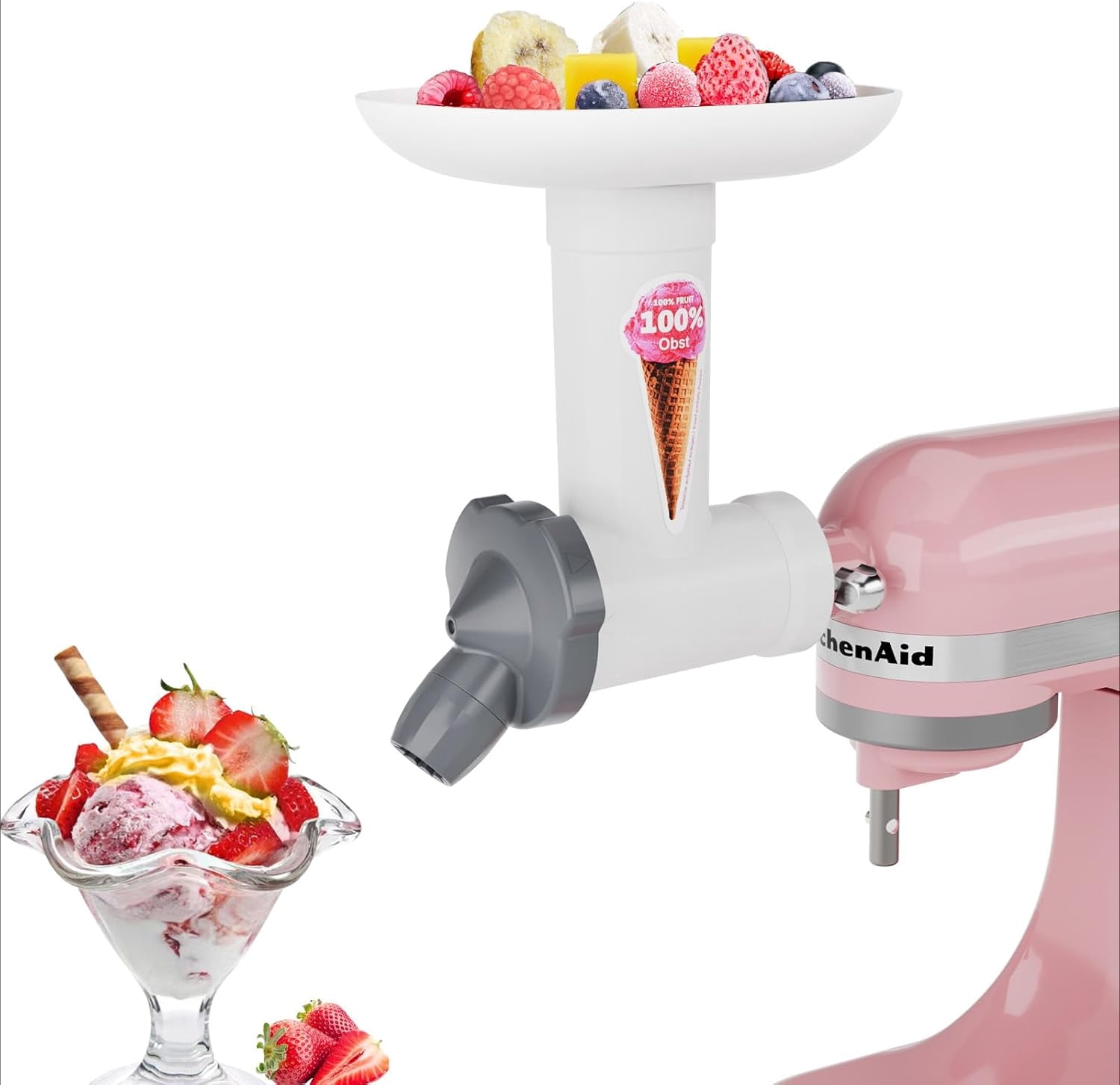 Stand mixer dairy free ice cream maker attachment, natural fruit ...