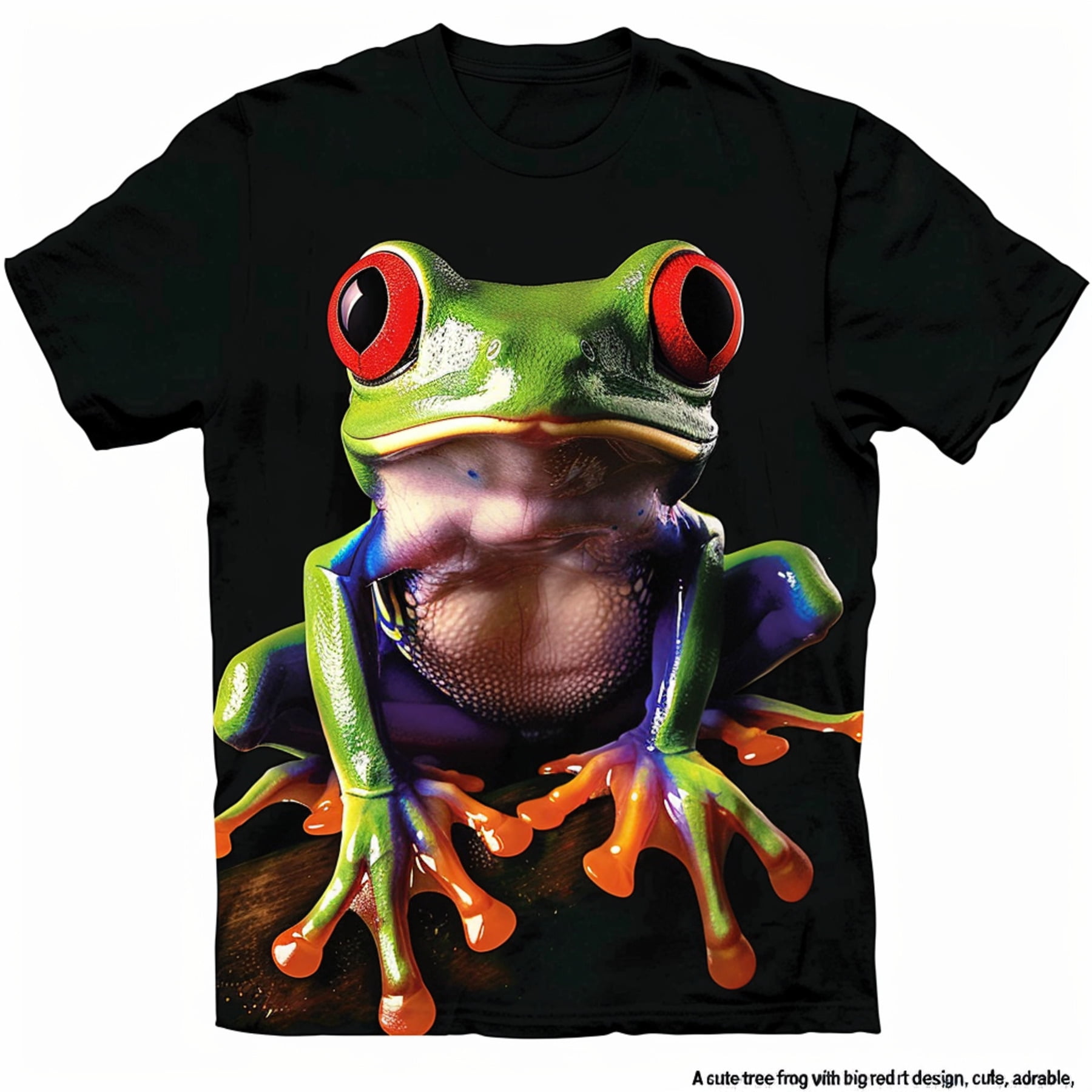 Stand out from the crowd with our adorable tree frog design on a black ...